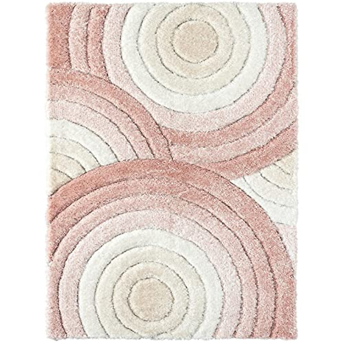 LUXE WEAVERS Pink 5x7 Shag Geometric Area Rug, Modern, Stain Resistant, Easy Indoor Rugs for Bedroom, Living Room