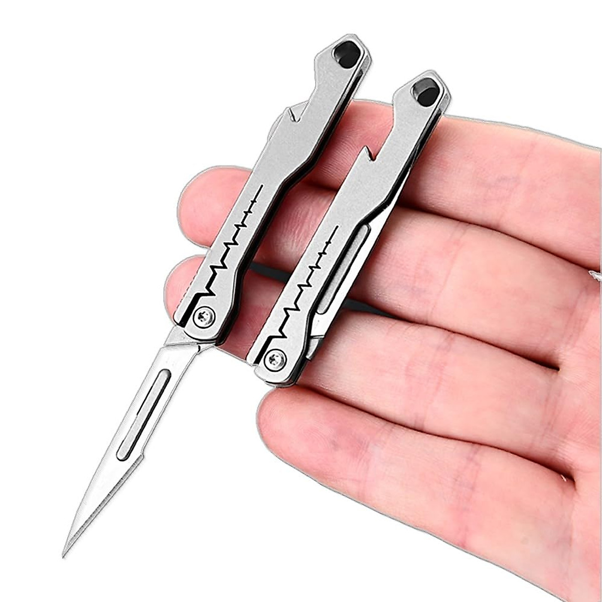 SZHOWORLD Titanium Alloy Keychain Utility Knife, Small Folding Pocket Knife for Women Men with Extra 10PCS #11 Blades