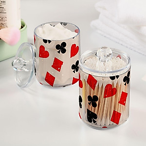 Poker Cards 2 Pack Qtip Holder Organizer Dispenser Plastic Bathroom Jars Storage Containers with Lids Clear Jars for Cotton Balls Q-Tips