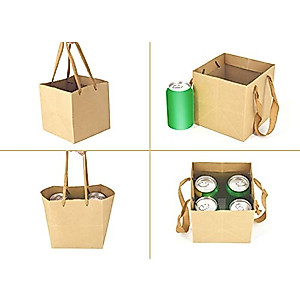HUAPRINT Brown Paper Bags,Gift Bags with Handles,24 Pack Large Gift Bags,6x6x6inch, Heavy Duty Grocery Shopping Bag,Wedding Party Favor Bags,Square Size,Reusable,Retail Business Packaging Bags