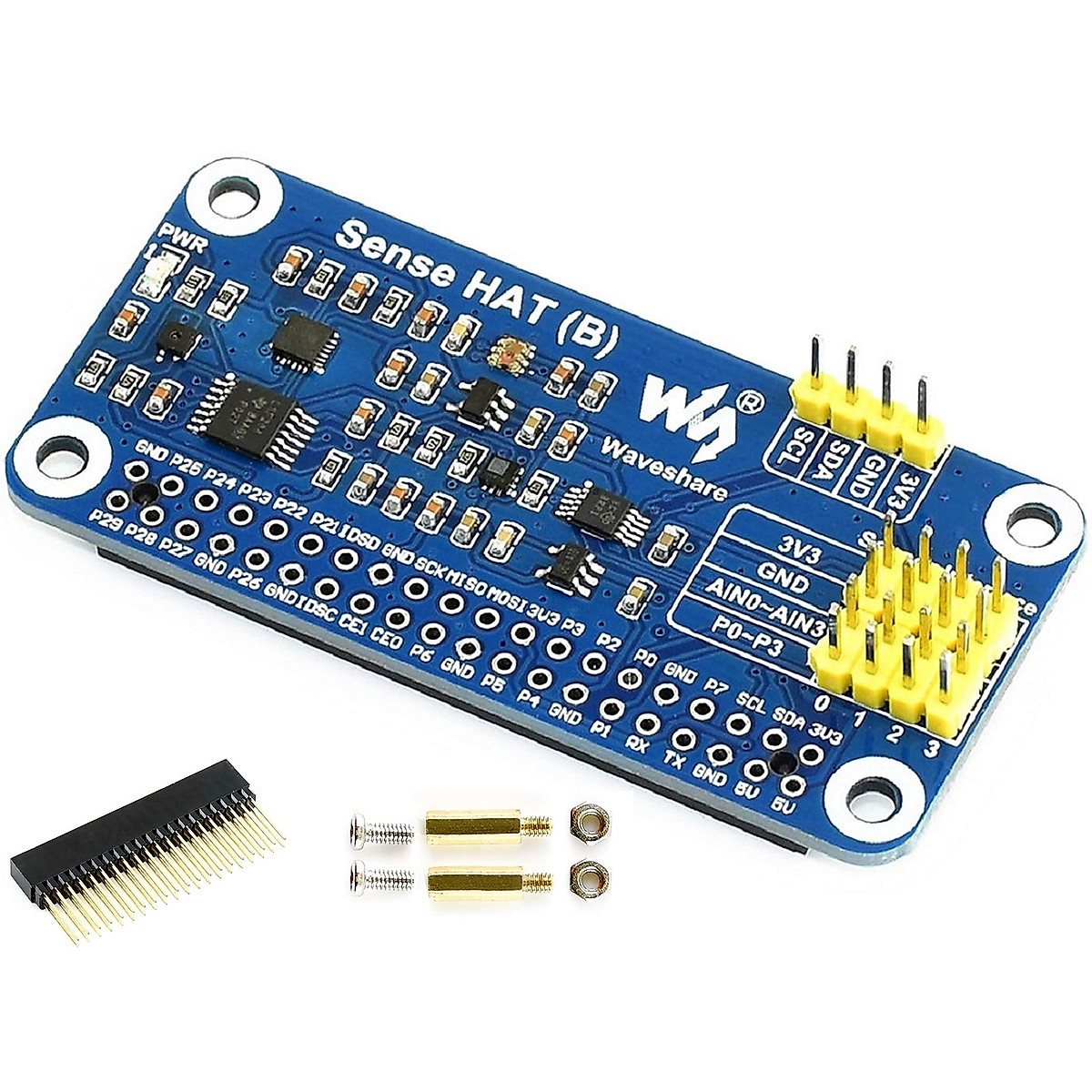 Sense HAT (B) for Raspberry Pi 4B/3B+/3B/2B/B+/A+/Zero/Zero W,Pi 40PIN GPIO Extension Header Onboard Gyroscope Accelerometer Magnetometer Barometer Temperature Humidity Multi Sensors I2C Interface