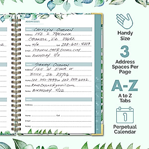 Simplified Greenery Address and Password Book with Alphabetical Tabs - The Perfect Spiral Bound Address Organizer incl. Address Labels, Contact and Phone Section