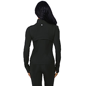90 Degree By Reflex Womens Full Zip High-Low Running Track Jacket - Black Interlink - Large
