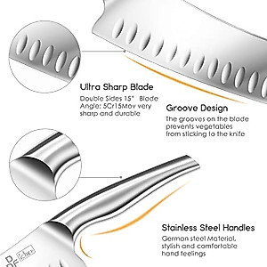 DDF iohEF Kitchen Knife, Chef's Knife In Stainless Steel Professional Cooking Knife, 7 Inch Antiseptic Non-slip Ultra Sharp Knife with Ergonomic Handle Ideal for Kitchen/Restaurant