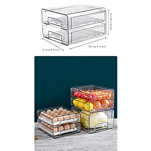 BigTron Food Storage Double Layer Container with Lids Removable Drain Tray for Refrigerator, Food Fruit Vegetables,fridge organizer Stackable Meal Fresh Keeper Bins Clear