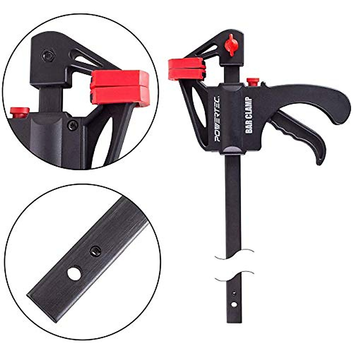 POWERTEC 71594 12 Inch Bar Clamps with Spreader, Trigger Clamps for Woodworking, One-Handed Carpenter Quick Clamp Sets for Gluing, Wood Clamps for Woodworking Tools, 2 pack