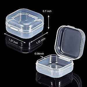 SKUPSY 20 Pcs Mini Clear Plastic Box Square Jewelry Earplug Pill Storage Box Case Container with Lid for Storage of Small Items, Crafts, Jewelry, Hardware