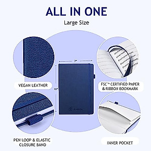 JUBTIC Password Book with Individual Alphabetical Tabs, 7"x10" Internet Password Keeper Book for Seniors, Password Notebook and Organizer/Notes Section, Navy Blue