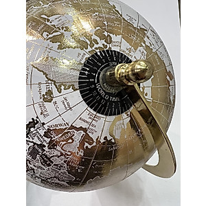 Abbott Collection 57-LATITUDE-18 Spinning Small Decorative Globe, White/Gold, 11" H