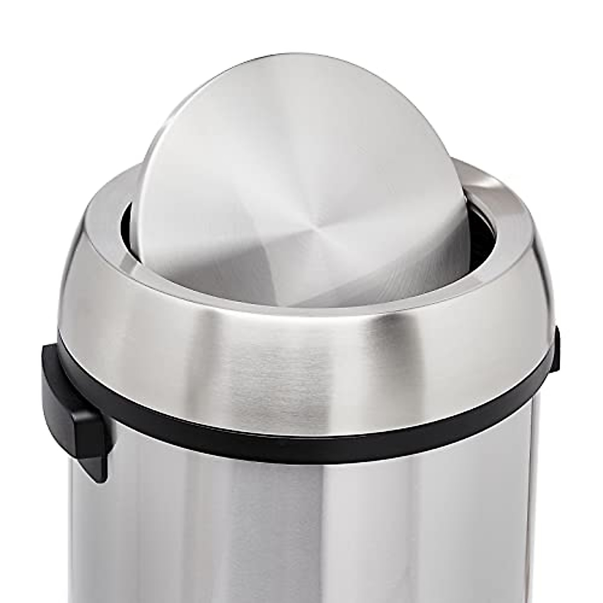 Amazon Basics Round Stainless Steel Trash Can with Swing lid - 65 Liter