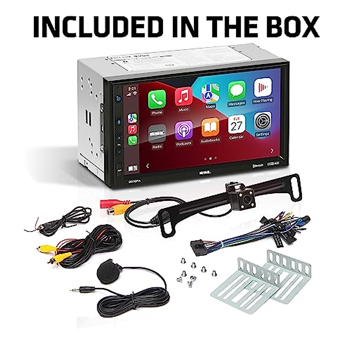 Sound Storm Laboratories DD7CPA-C Car Audio Stereo – Apple CarPlay Android Auto, Double Din 7 Inch Touchscreen, Bluetooth Audio and Hands-Free Calling, No CD DVD Player, Radio Receiver, Backup Camera