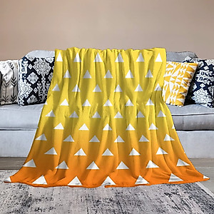 Demon Slayer Anime Zenitsu Throw Blanket Utra Soft Fade Resistant Bedding 50in x60in Japanese Anime Flannel Blanket for Couch Sofa Bed Office Outdoor Yellow Blanket
