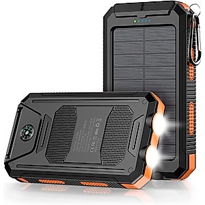 Mregb Power Bank,Solar Charger,36800mAh 5V3.1A QC 3.0 Dual 2 USB Port Built-in Powerful Flashlight IPX7 Waterproof Dustproof Shockproof(Deep Orange)