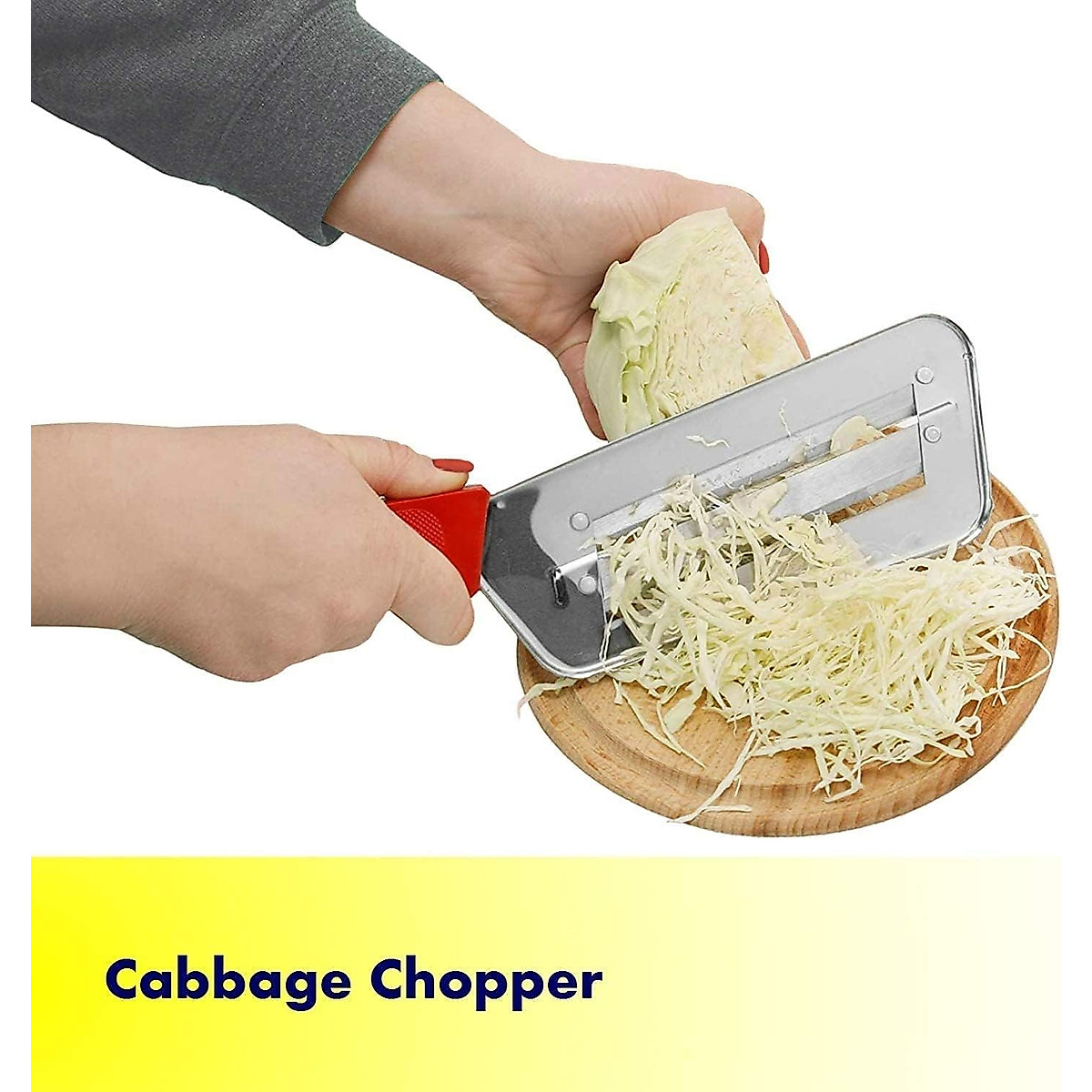 YukaBa Cabbage Kitchen Knife Slicer Chopper Shredder Sauerkraut Cutter Coleslaw Grater (Red-A)