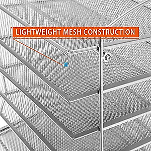 CLATINA 6-Tier Metal Mesh Desk File Organizer Desktop Letter Tray Paper Document Holder for Office Home School Gray