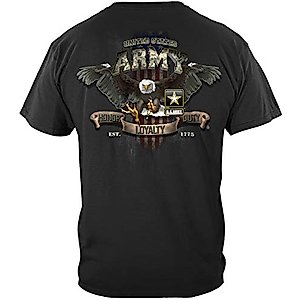 US Army Honor Loyalty Duty Tshirt - Mens Black Licensed Eagle and USA Military