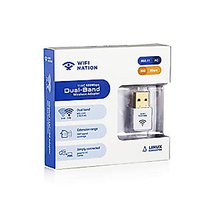 WiFi Nation® WiFi Dongle Mini 802.11ac AC600 USB WiFi Adapter, chipset: Realtek RTL8811AU, Dual Band 2.4GHz or 5GHz, Windows, MacOS, Linux Supported - White
