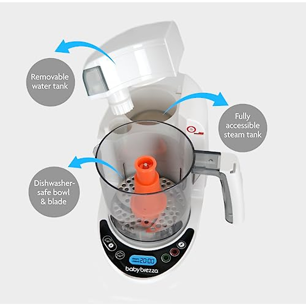 Baby Brezza One Step Baby Food Maker Deluxe – Cooker and Blender to Steam + Puree in 1 Step – Auto Shut Off - Make Organic Food for Infants and Toddlers - Set of 3 Pouches + 3 Funnels