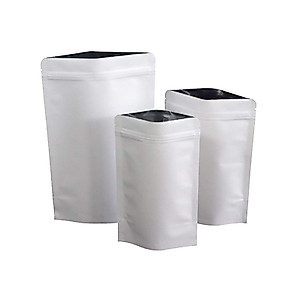White Kraft Stand Up Pouch Bags Resealable Ziplock Seal Paper Bag Food Storage Bags 50pcs 3.9" x 5.9"