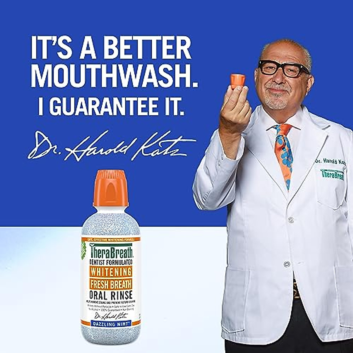 TheraBreath Whitening Mouthwash, Dazzling Mint, Dentist Formulated, 16 Fl Oz (2-Pack)