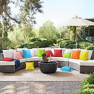 Lewondr Waterproof Outdoor Throw Pillow Cover, 2 Pack Solid PU Coating Throw Pillow Case UV Protection Garden Cushion Cover for Patio Sofa Couch Balcony 20"x20"(50x50cm), Light Blue