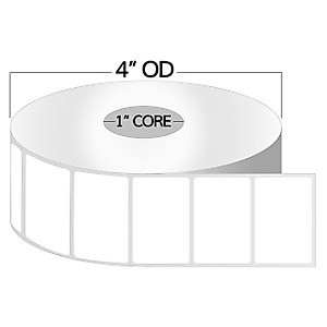 OfficeSmartLabels – 2.5" x 1.25" Removable Direct Thermal Labels - Compatible with Rollo & Zebra Desktop Printers and More – 1” Core; Perforated, Water & Oil Resistant [4 Roll, 4000 Labels]