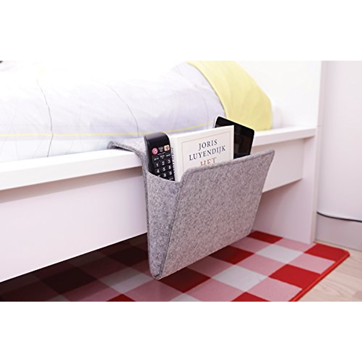 Kikkerland Grey Felt Bedside Pocket Caddy, Storage, Organizer, Holder