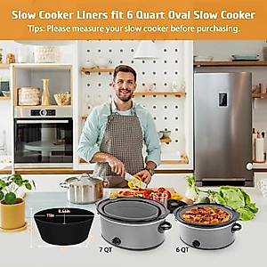 Slow Cooker Liners fit Crock-Pot 6 Quart Oval Slow Cooker,Reusable & Leakproof Dishwasher Safe Cooking Liner for 6 QT Crock Pot (1pcs-grey-6QT)