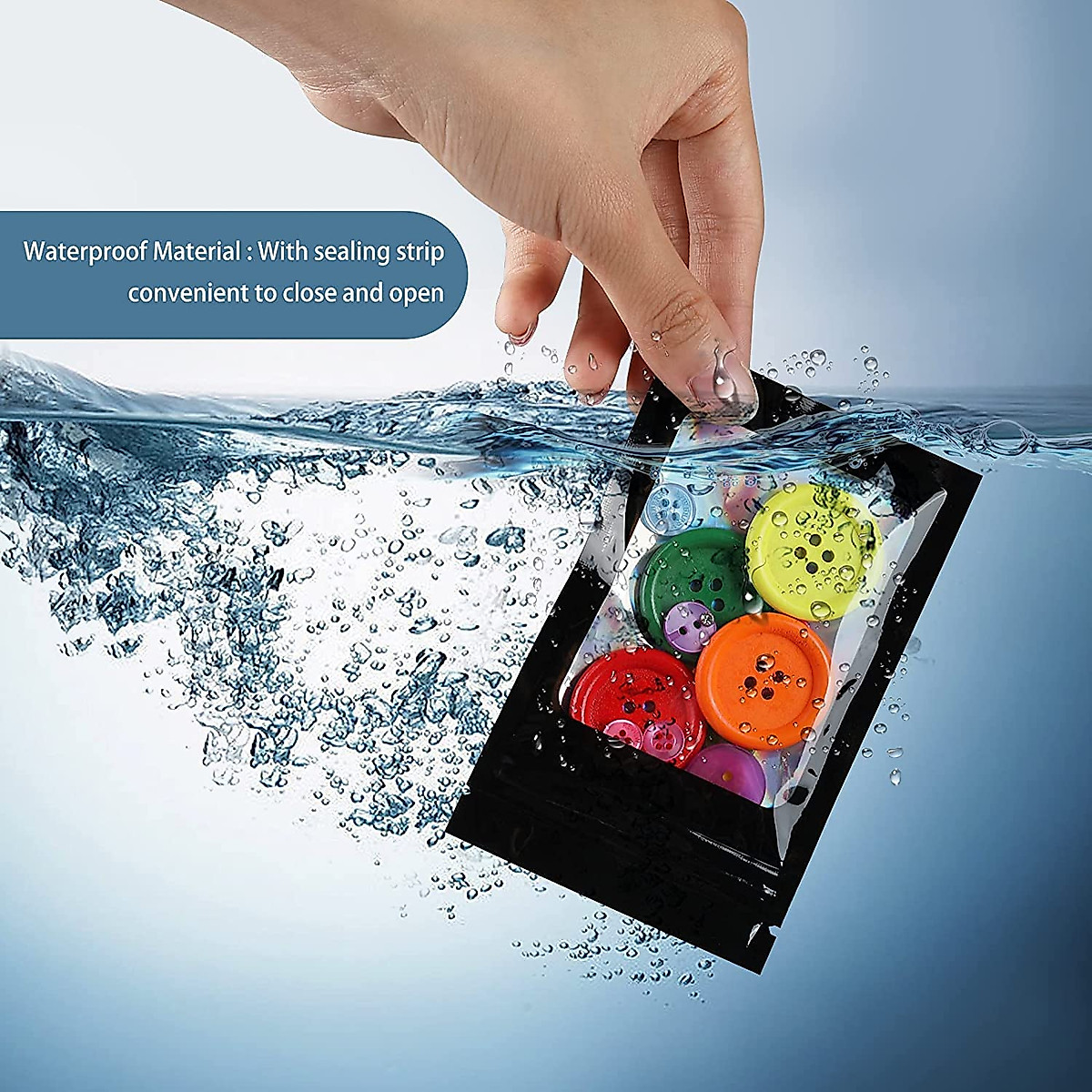 100 Pieces Smell Proof Bags Holographic Piecesaging Bags Storage Bag with Clear Window for Food Storage (Black Color, 5.5x7.9 Inch)