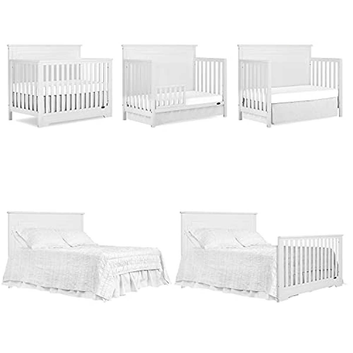 Dream On Me Morgan 5 in 1 Convertible Crib in White