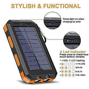 Solar Charger, 38800mAh Portable Solar Power Bank for All Cellphones, Waterproof Battery Pack, Outdoor External Backup Power Charger Dual USB 5V Outputs/LED Flashlights, Perfect for Camping Travel