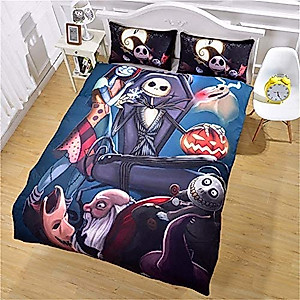 Felu Bedding Duvet Cover Set of Kids, The Nightmare Before Christmas Pattern Comforter Cover Set with 1 Duvet Cover and 1 Pillowcases (Twin Size)