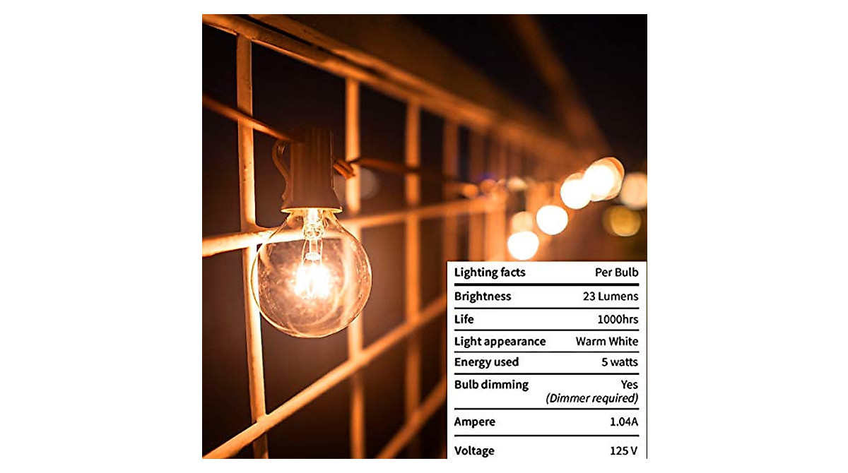 SUNSGNE 25Ft Globe String Lights - Outdoor Patio & Party Decor