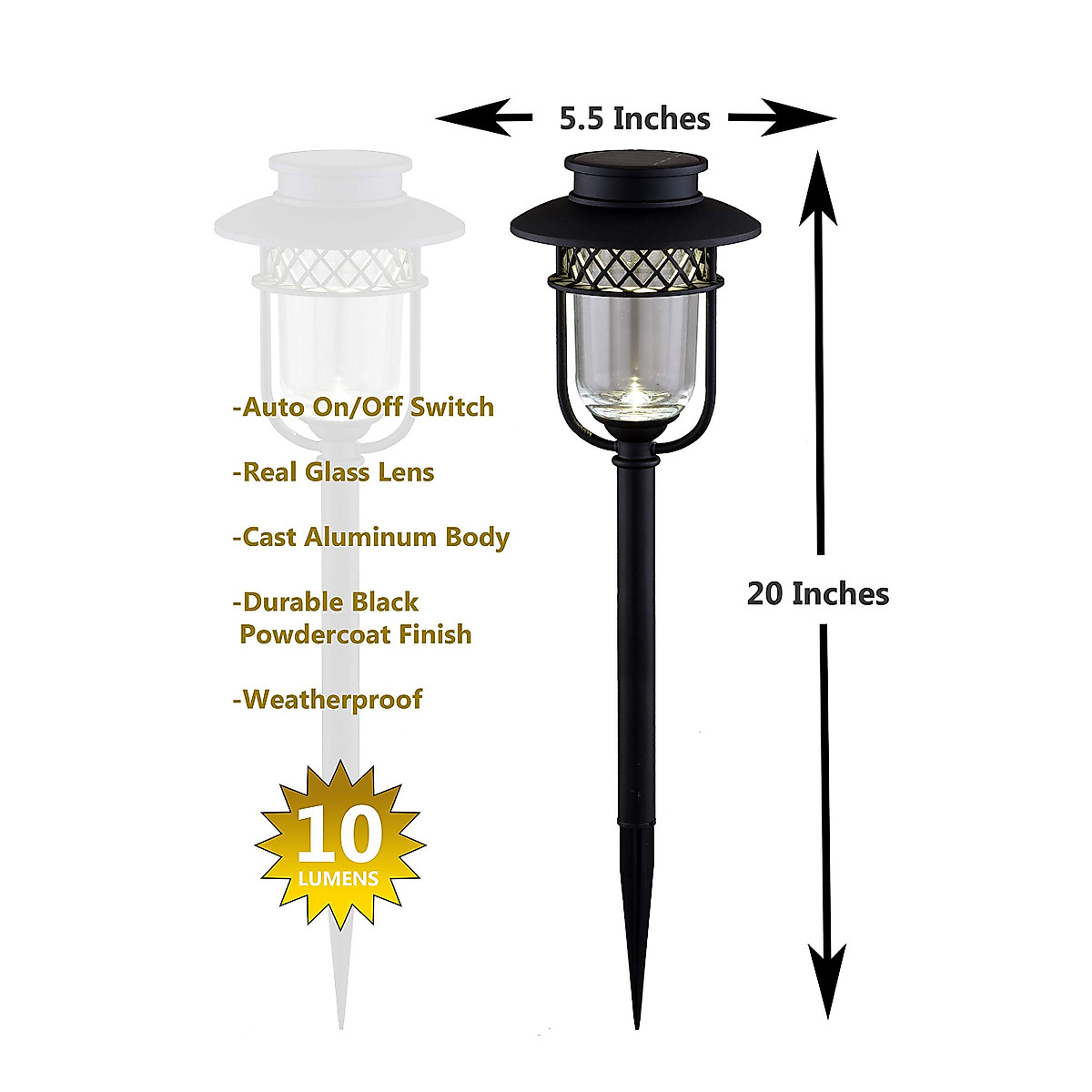 Classy Caps GL1101 High Performance Solar Landscape Light, Black