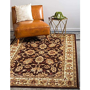 Unique Loom Voyage Collection Traditional Oriental Classic Intricate Design Area Rug, 5' 3" x 8' Rectangle, Brown/Cream