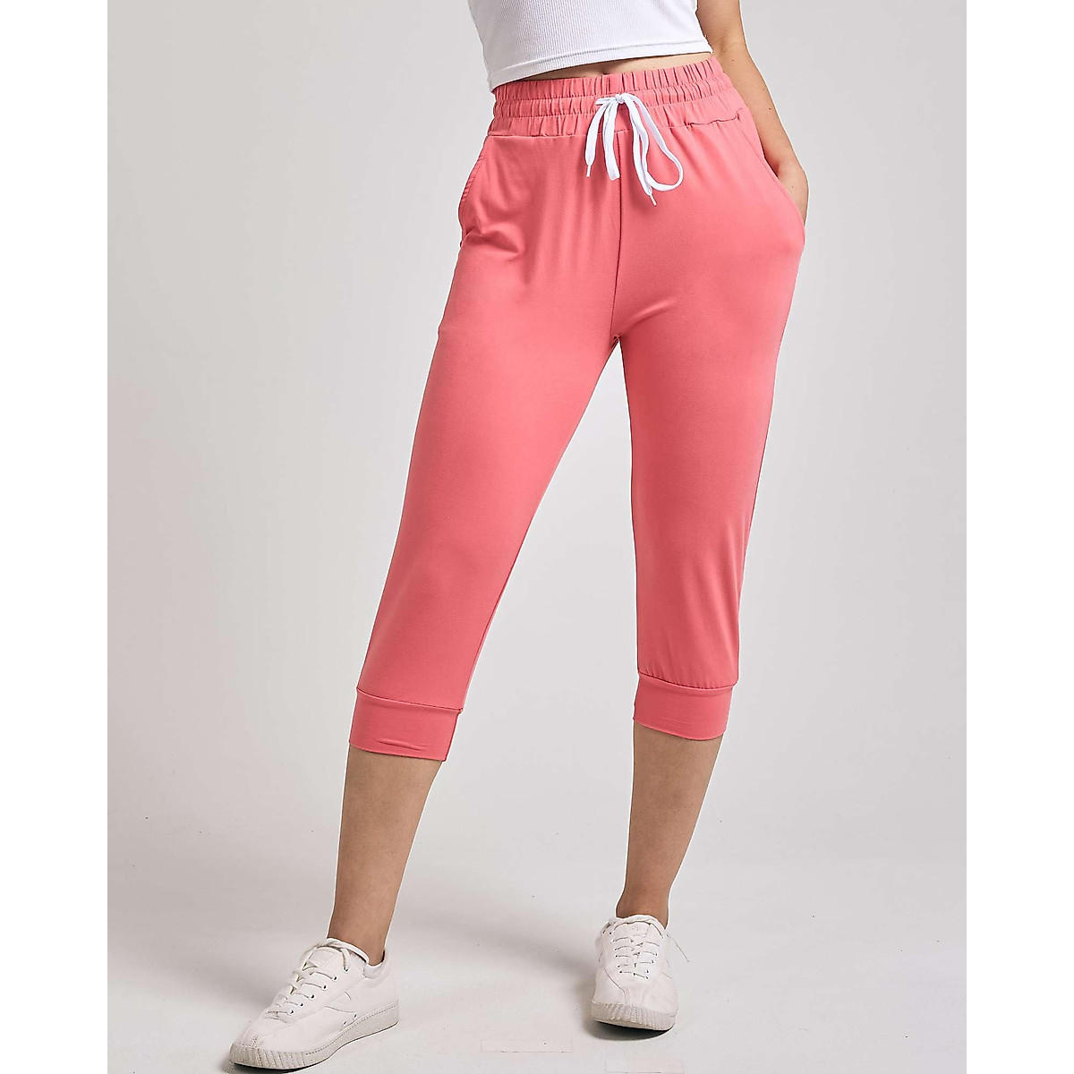 3 Pack: Womens Soft Capri Jogger Women Running Bottoms Capris Running Sports Yoga Lounge Active Ladies Warm Sweatpants Joggers Pants Casual Athletic Pockets Summer Yoga Cropped Cuffed - Set 5, S