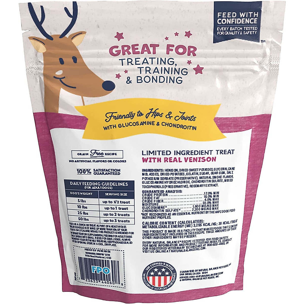 Natural Balance Limited Ingredient Rewards Jumpin' Stix, Grain-Free Dog Treats for Adult Dogs of All Breeds, Venison Recipe, 4 Ounce (Pack of 1)