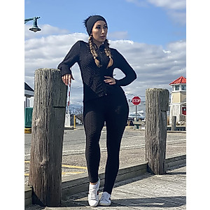 KANSOON Jogging Suits for Women, Textured 2 Piece Outfit Long Sleeve Full Zip Jacket Skinny Pants Tracksuit Set Black L