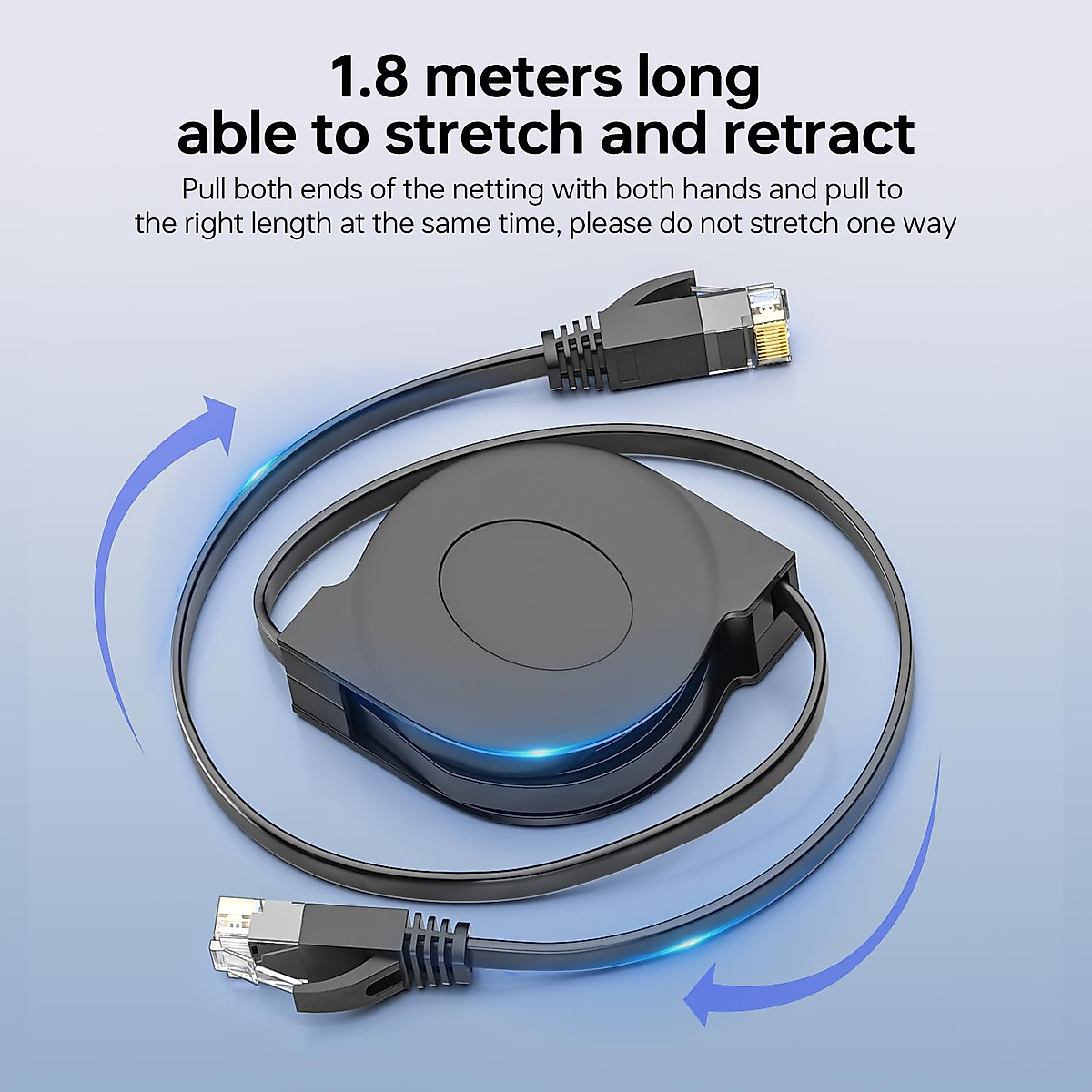 CNCOB Retractable Ethernet Cable Cat6 5.9 ft Ethernet Cable 2 Pack Flat LAN Cable High Speed Outdoor Ethernet Patch Cord for Laptop Travel (5.9 feet(1.8M))