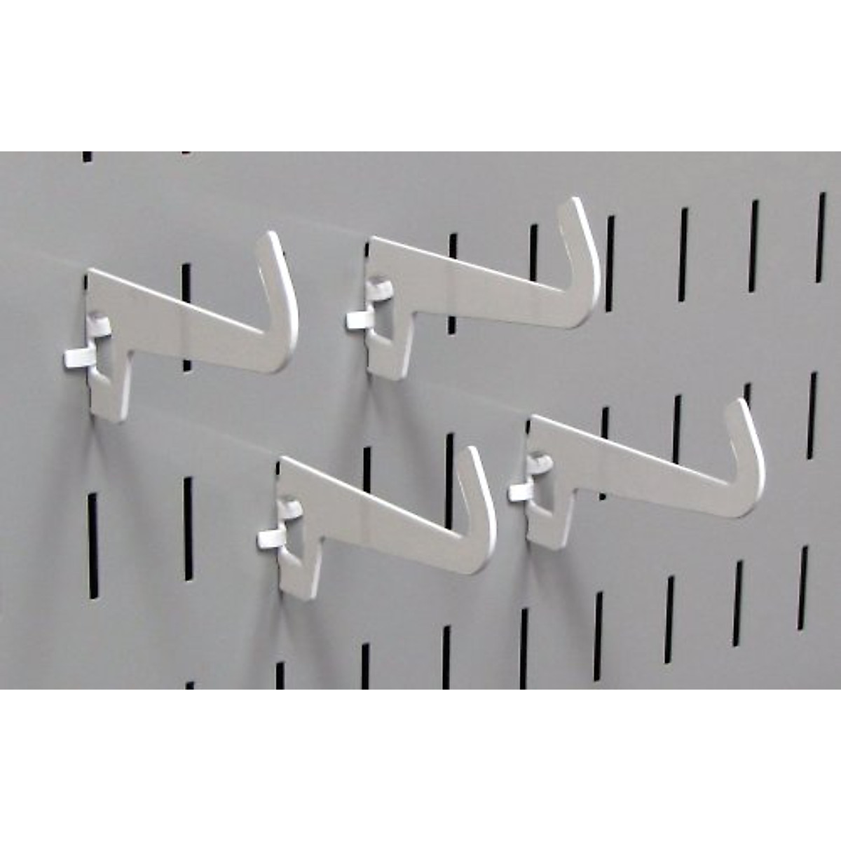 Wall Control Pegboard 3-1/2in Reach Curved Tip Slotted Hook Pack - Slotted Metal Pegboard Hooks for Wall Control Pegboard and Slotted Tool Board – White