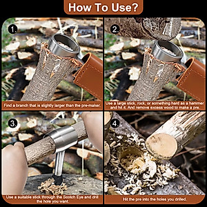 Bushcraft Hand Auger Wrench Bushcraft Gear and Equipment Settlers Wrench Survival Tools Scotch Eye Wood Auger Drill Peg and Manual Hole Maker Multitool for Outdoor Backpacking Camping Bushcrafting