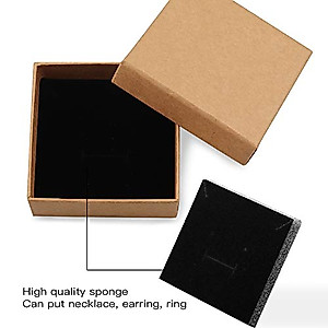 Necklace Earring Ring Box Gift Box,12 Pieces Square Cardboard Jewelry Gift Boxes,Cotton Filled Cardboard Paper Jewelry Box Gift Case (3.15x3.15x1.1 Inches) (Kraft)