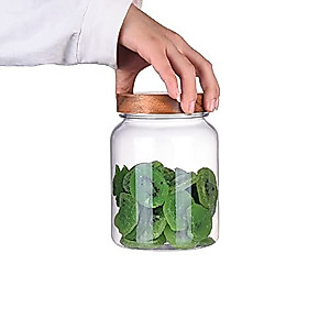 YUEJUM 42oz Unbreakable & Dishwasher Safe Plastic Apothecary Jar with Wooden Airtight Screw Top Lid, Food Storage Canister for Sugar, Tea, Spices, Coffee, Cookie, Candy Containers