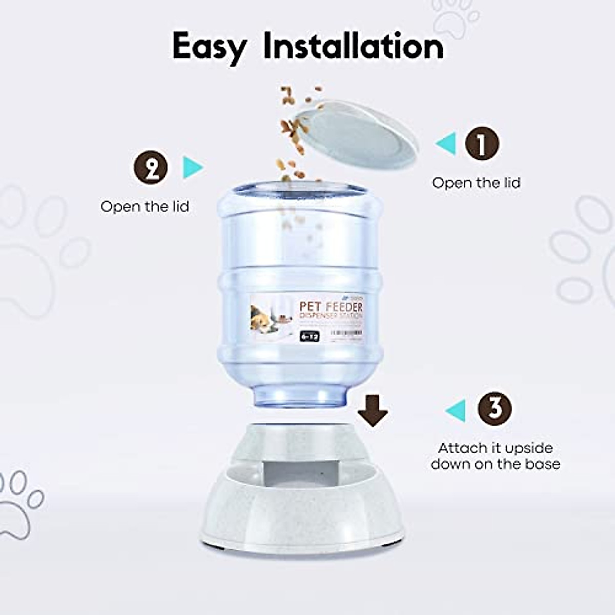 Flexzion Gravity Pet Feeder Food Dispenser (6-12 lb Size) for Dogs Cats Automatic Replenish Dry Food Storage Container Bowl for Small Medium Breed Dog Cat Animal Feeding Watering Fountain Supplies