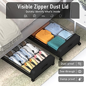 Under Bed Storage with Wheels and Lid, Under Bed Rolling Storage with XXL Large Capacity, Under the Bed Storage for Bedroom Under Bed Storage Containers for Clothes Shoe Blanket Toy Book byAUING,2Pack