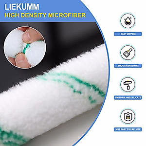 LIEKUMM Microfiber Paint Roller 6 Inch, High Density Microfiber Roller Covers Refills, House Painting Supplies, Suitable for House Painting DIY Craft Wall Repair, Pack of 20