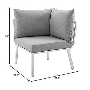 Modway Riverside Outdoor Furniture, Corner Chair, White Gray