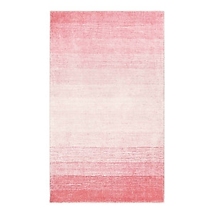 Wonnitar Washable 3x5 Area Rug,Pink Rugs for Girls Bedroom,Contemporary Ombre Nursery Soft Mat for Baby Girl,Modern Non-Skid Faux Wool Indoor Carpet for Bathroom Dorm Bedside