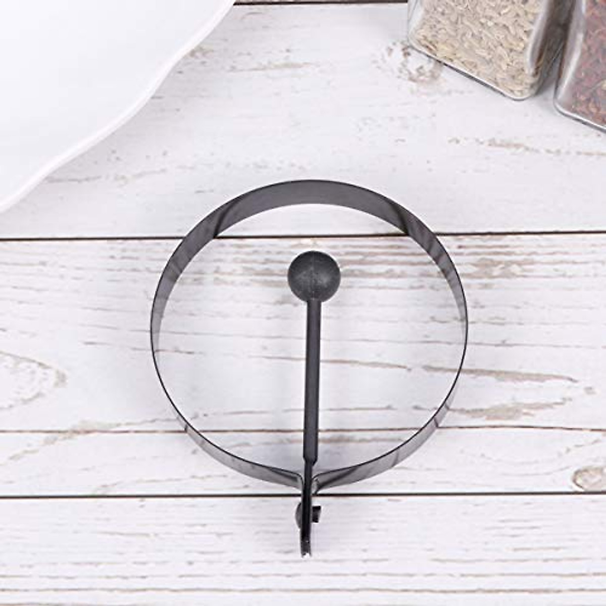 OKUMEYR 4pcs Pancake Ring Mold Fried Egg Rings Omelette Mold Frying Egg Mold Stainless Steel Egg Form Pancake Maker Egg Shaper Black