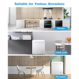 EUASOO 3.5 Cu.Ft Deep Compact Freezer, Chest Freezer with a Removable Basket 7 Gears Adjustable Temperature Control(-18°F to -46°F) for Garage, Office, Basement, House, Kitchen, Shop, RVs-White